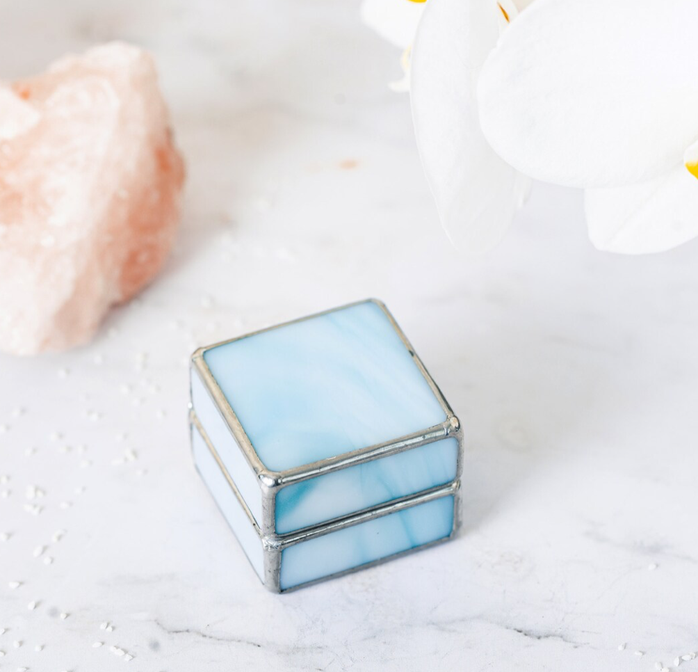 Sky Blue Stained Glass Handmade Ukrainian Ring Box – Humans We Love