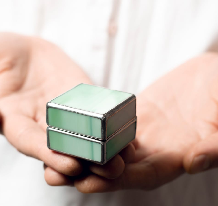 Mint Green Stained Glass Handmade Ukrainian Ring Box – Humans We Love